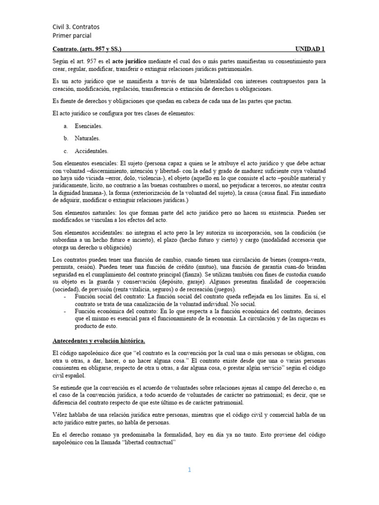 Elementos y Funciones del Contrato Civil | PDF | Derecho privado | Justicia