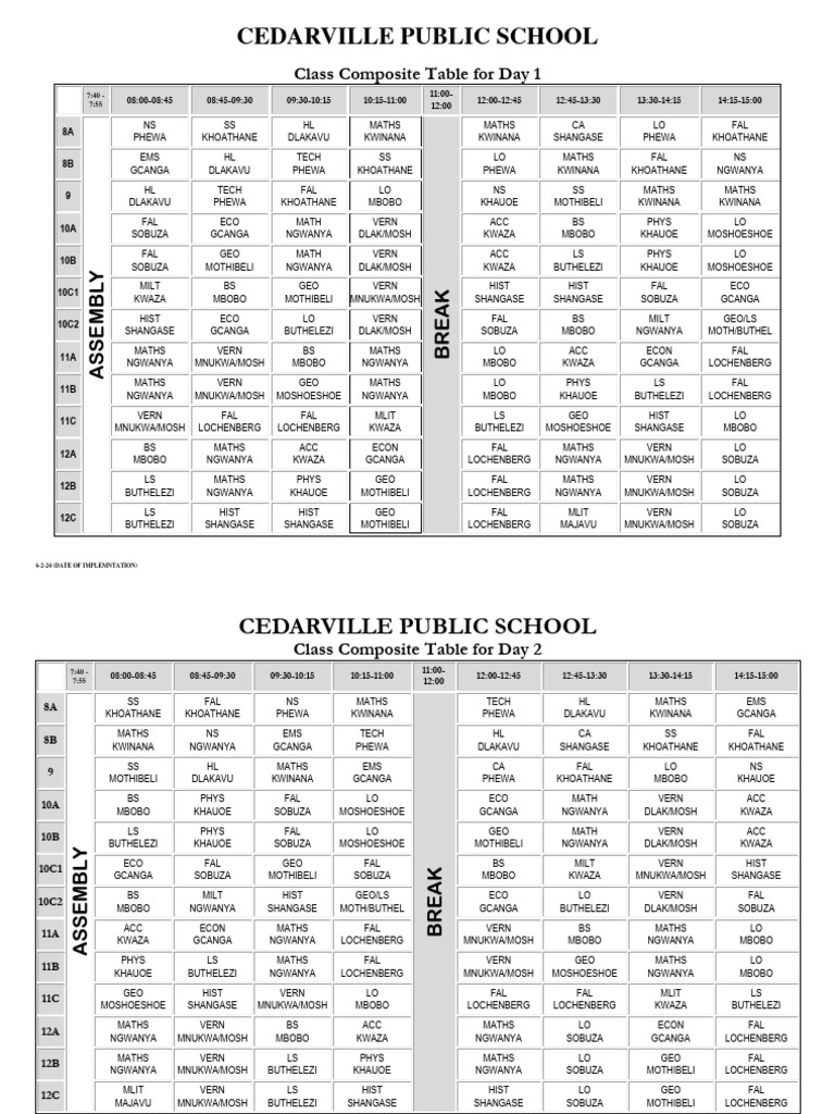 Timetable-2024 Draft 6TH Feb 2024 | PDF