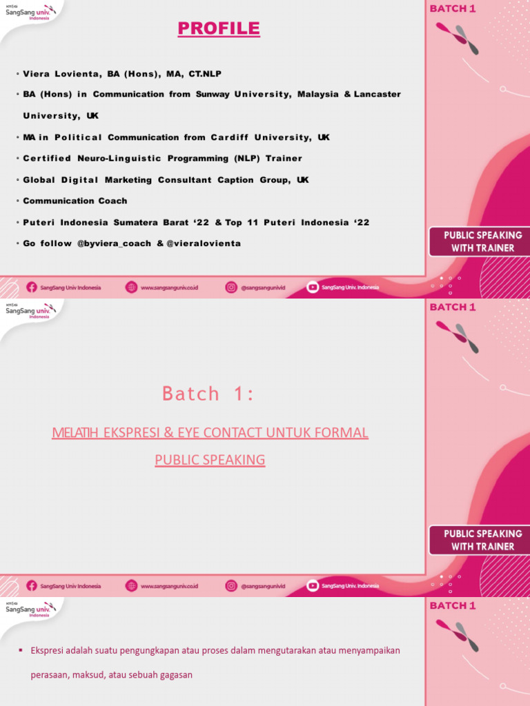 Public Speaking With Trainer - Batch 1 Week 2 | PDF