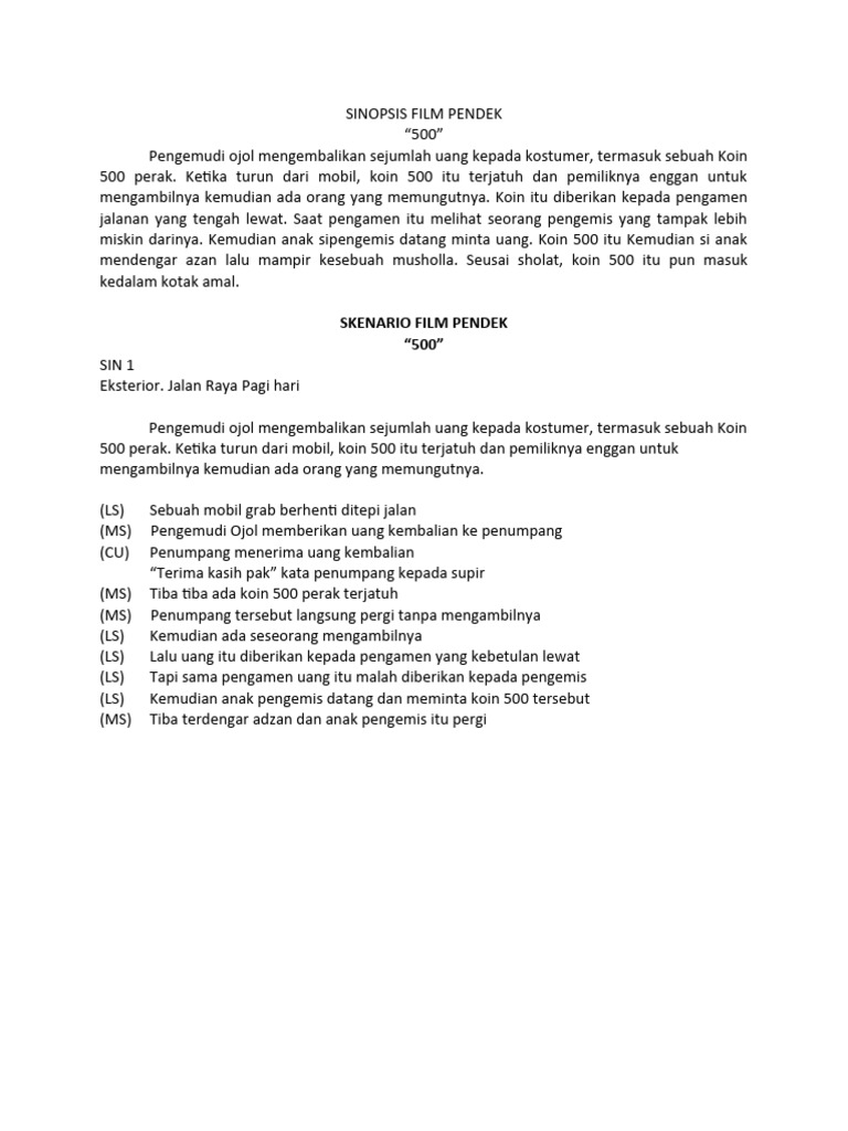 Sinopsis Film Pendek | PDF