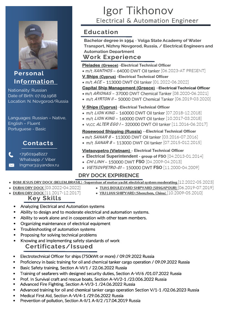CV Eto I. Tikhonov | PDF