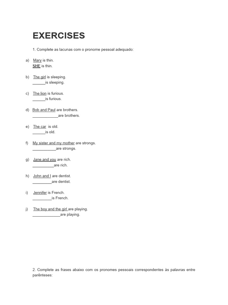 Exercises Personal | PDF | Language Arts & Discipline