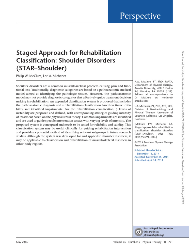 Rehab Strategy for Shoulder Disorders | PDF | Physical Therapy ...