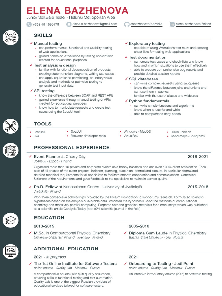 Bazhenova Elena Software Tester CV | PDF | Software Testing | Computing