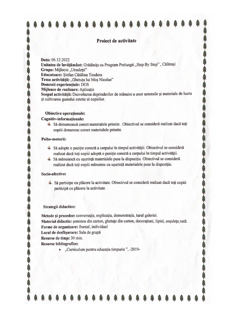 Proiect de Activitate | PDF