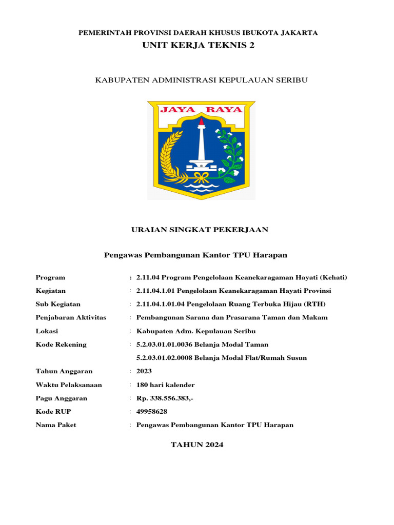 Uraian Pekerjaan Tpu Harapan | PDF