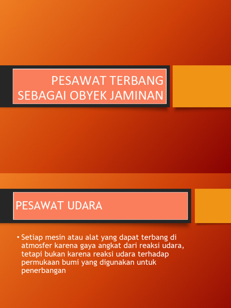 Pesawat Udara Sebagai Objek Jaminan | PDF | Hukum