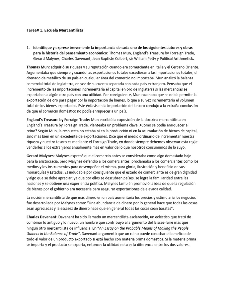 Escuela Mercantilista | PDF | Mercantilismo | Comercio