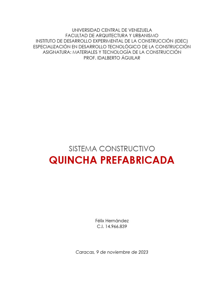 Quincha Prefabricada: Sistema Constructivo | PDF | Fundación ...
