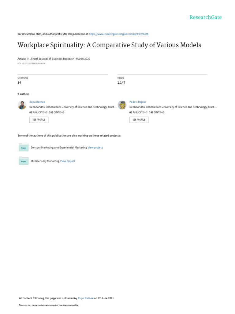 Workplace Spirituality A Comparative Study | PDF | Career & Growth