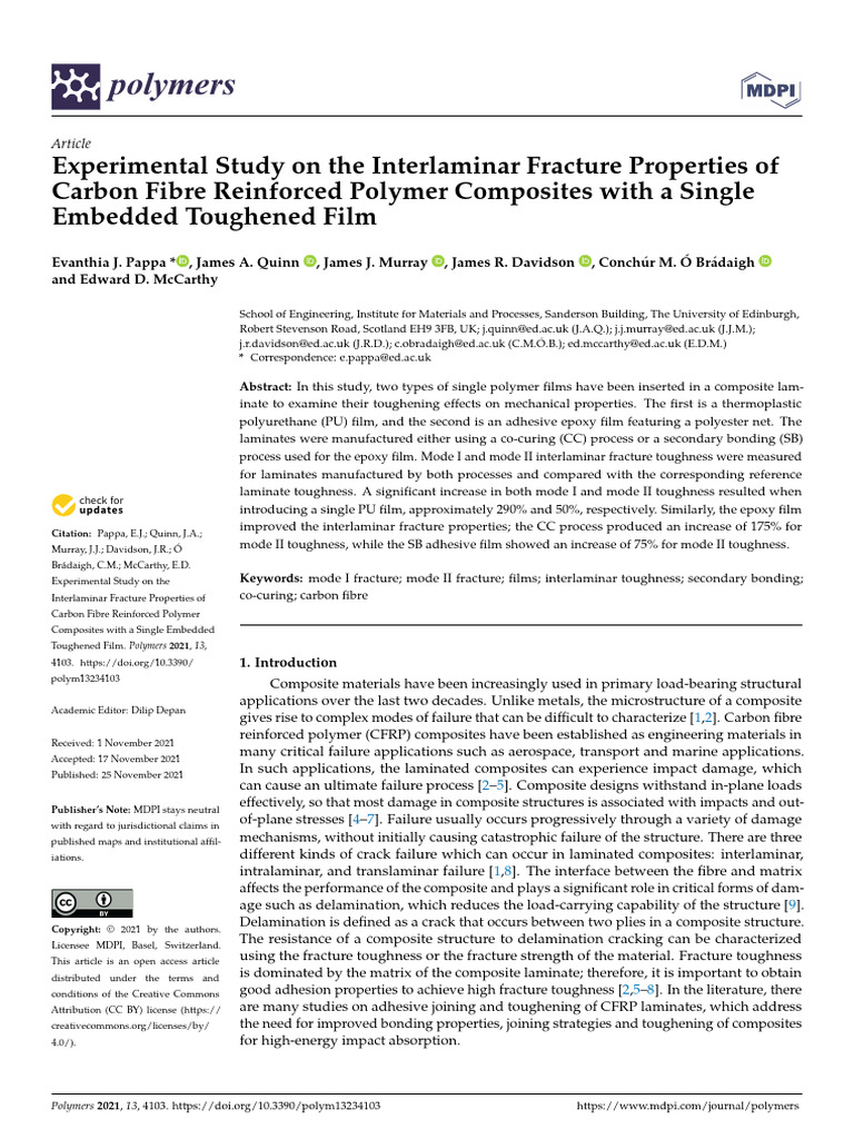Interlaminar Fracture Properties of Carbon Fibre Reinforced Polymer ...