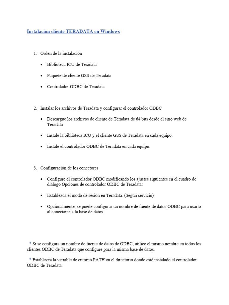 Instalacion TERADATA | PDF | Java (lenguaje de programación) | Archivo de computadora