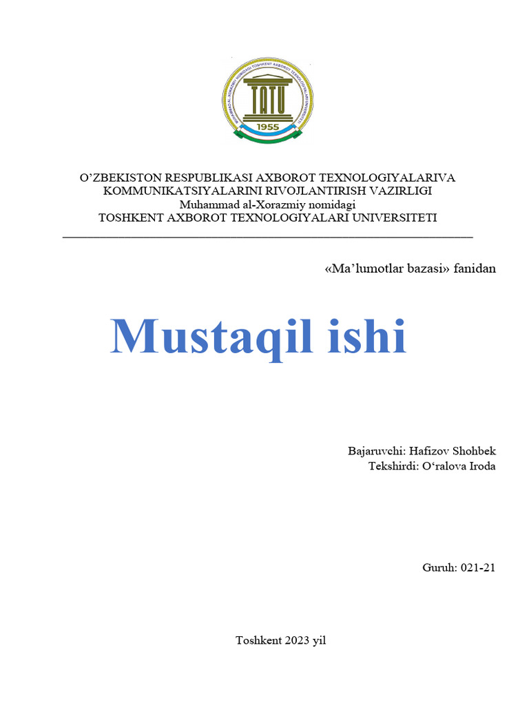 Mustaqil Ish | PDF