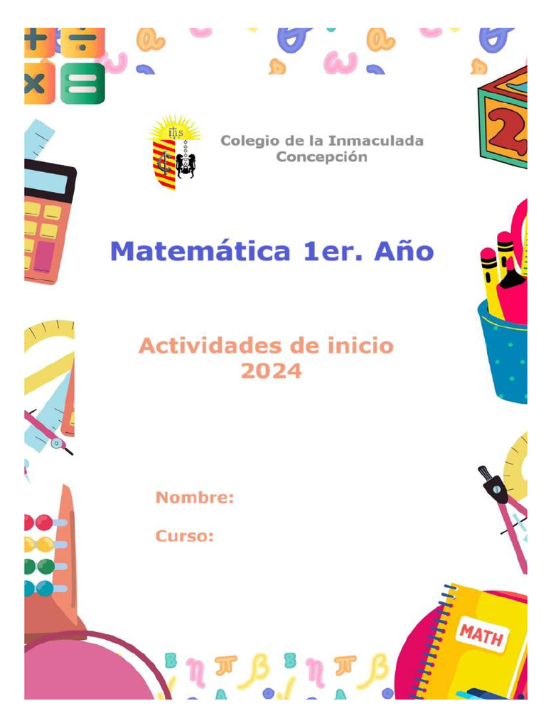 Cuadernillo Diagnóstico 1ro | PDF | Conceptos matemáticos | Objetos matemáticos