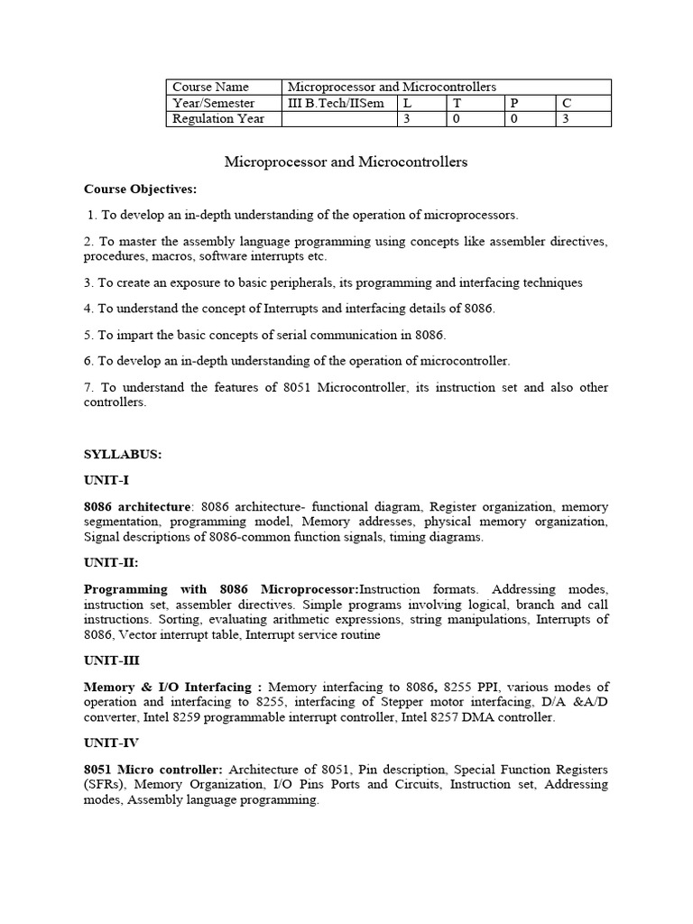 1microprocessors & Microcontrollers | PDF | Microcontroller | Assembly ...