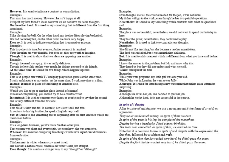 Contrastive Connectors | PDF | Linguistic Typology | Language Mechanics