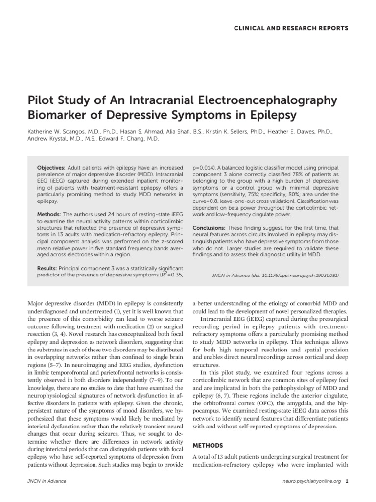 Pilot Study of An Intracranial Electroencephalography | PDF | Electroencephalography | Epilepsy