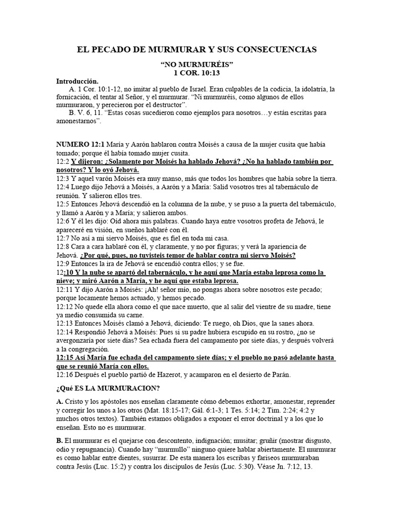 El Pecado de Murmurar | PDF | Moisés | María, madre de Jesús