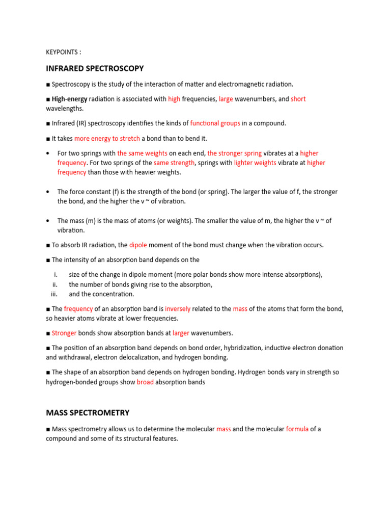Keypoints Ir Mass Spectro | PDF | Absorption Spectroscopy | Infrared ...