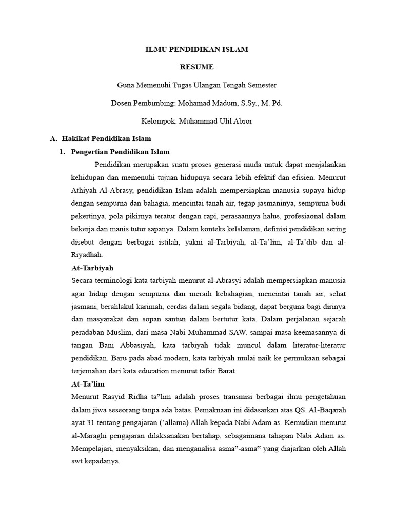 Resume Ilmu Pendidikan Islam | PDF