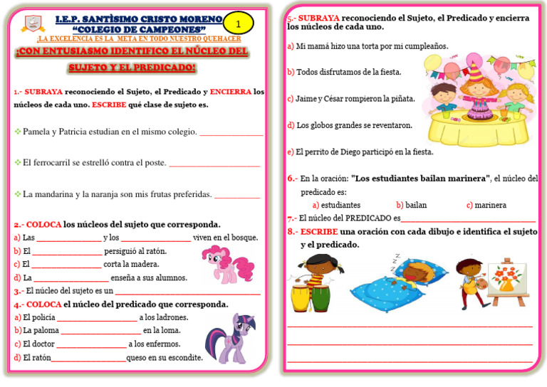 Refuerzo Del Núcleo Del Sujeto y Predicado-1 | PDF