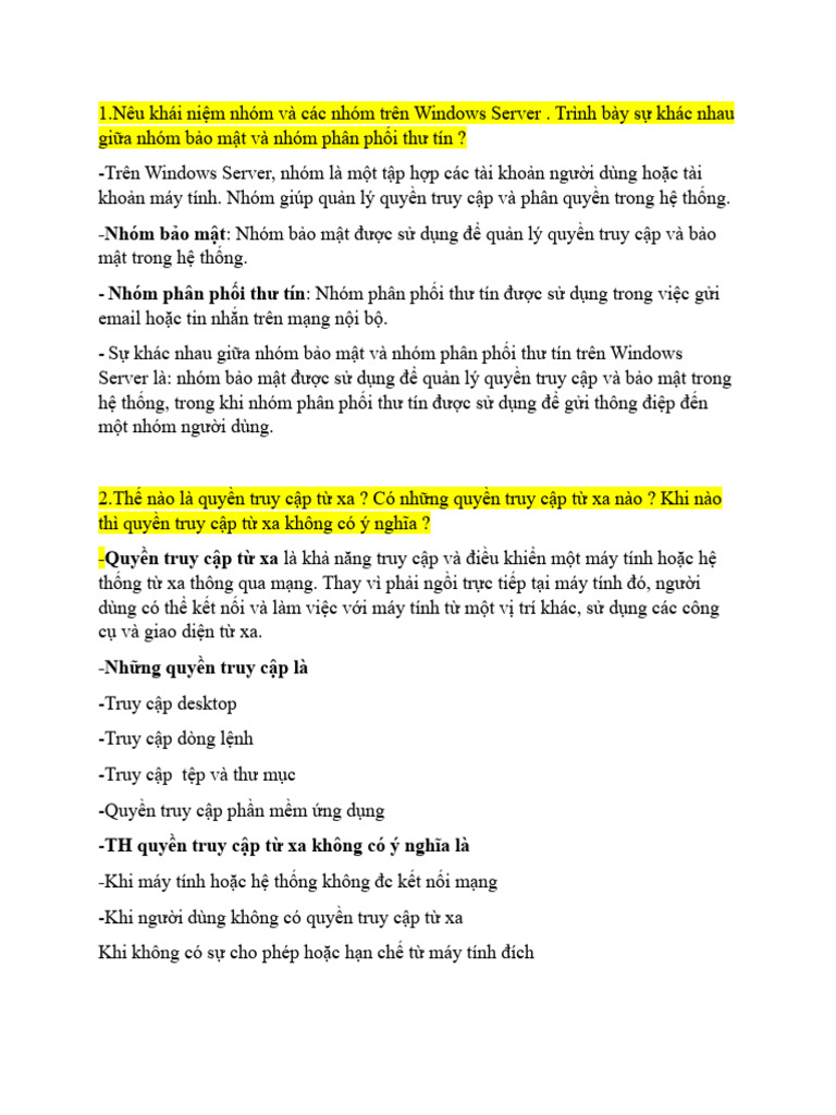 câu hỏi lý thuyết QTMMT | PDF