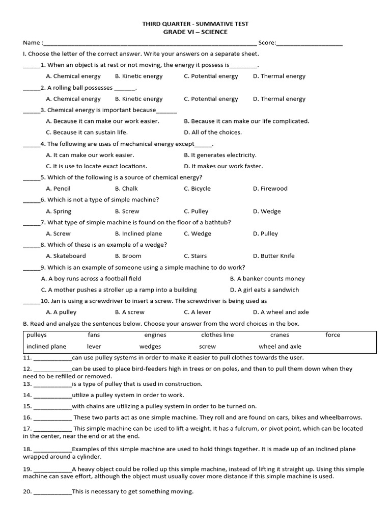 3RD Quarter Summative Test | PDF