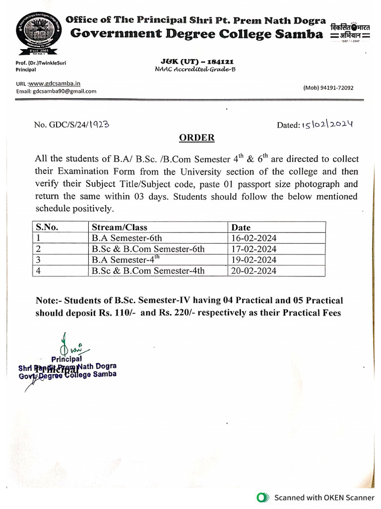 Examination Forms 4th & 6th Semester | PDF
