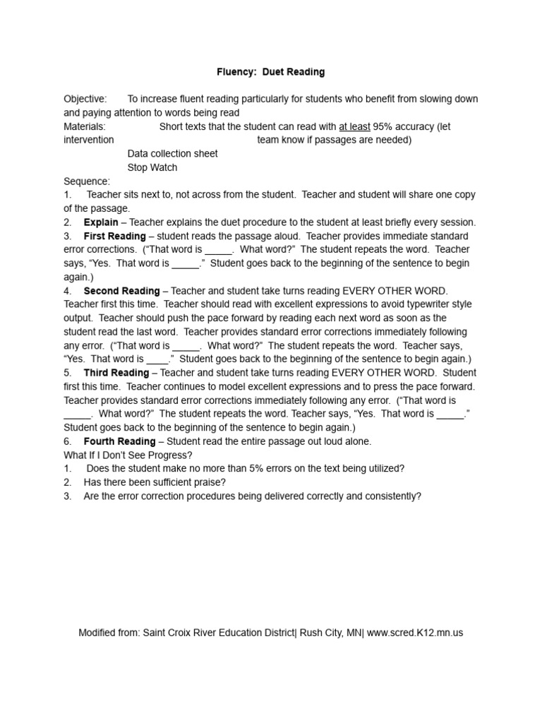 Duet Reading for Fluency Improvement | PDF | Foreign Language Studies