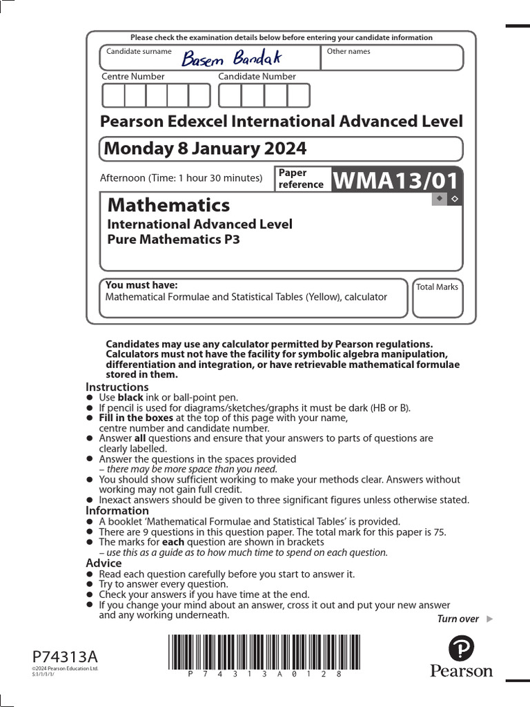 P3 Jan 2024 | Download Free PDF | Mathematics | Mathematical Objects