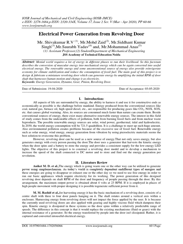Energy Generation via Revolving Door | PDF