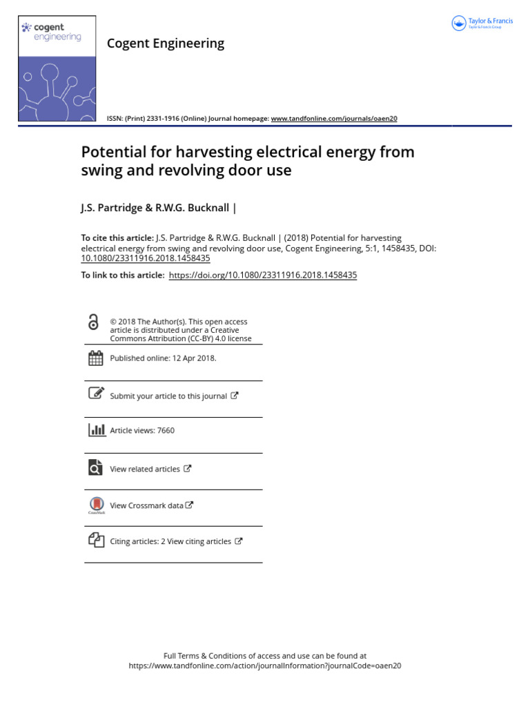 Potential For Harvesting Electrical Energy From Swing and Revolving ...