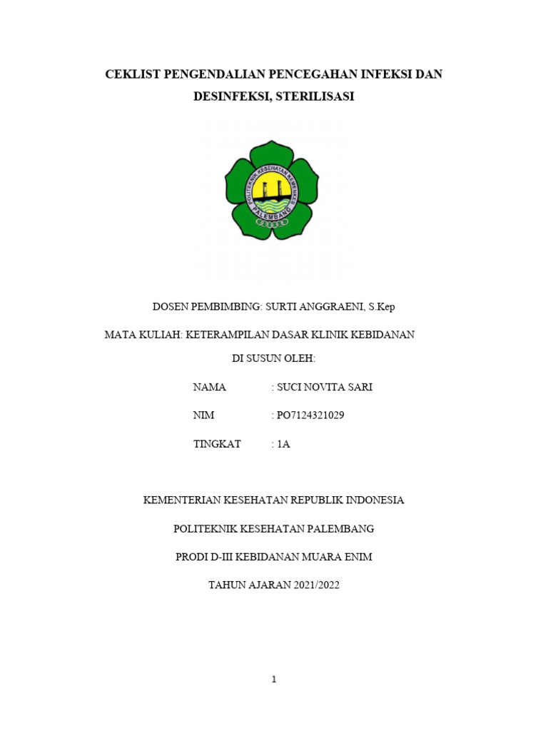 Ceklist Pengendalian Pencegahan Infeksi Dan Desinfeksi, Sterilisasi | PDF