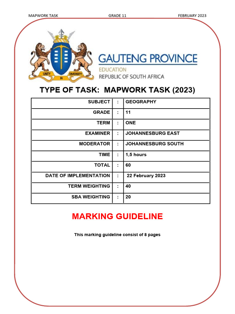 Grade 11 Geography Mapwork Task 2023 | PDF | Nature | Physical Geography