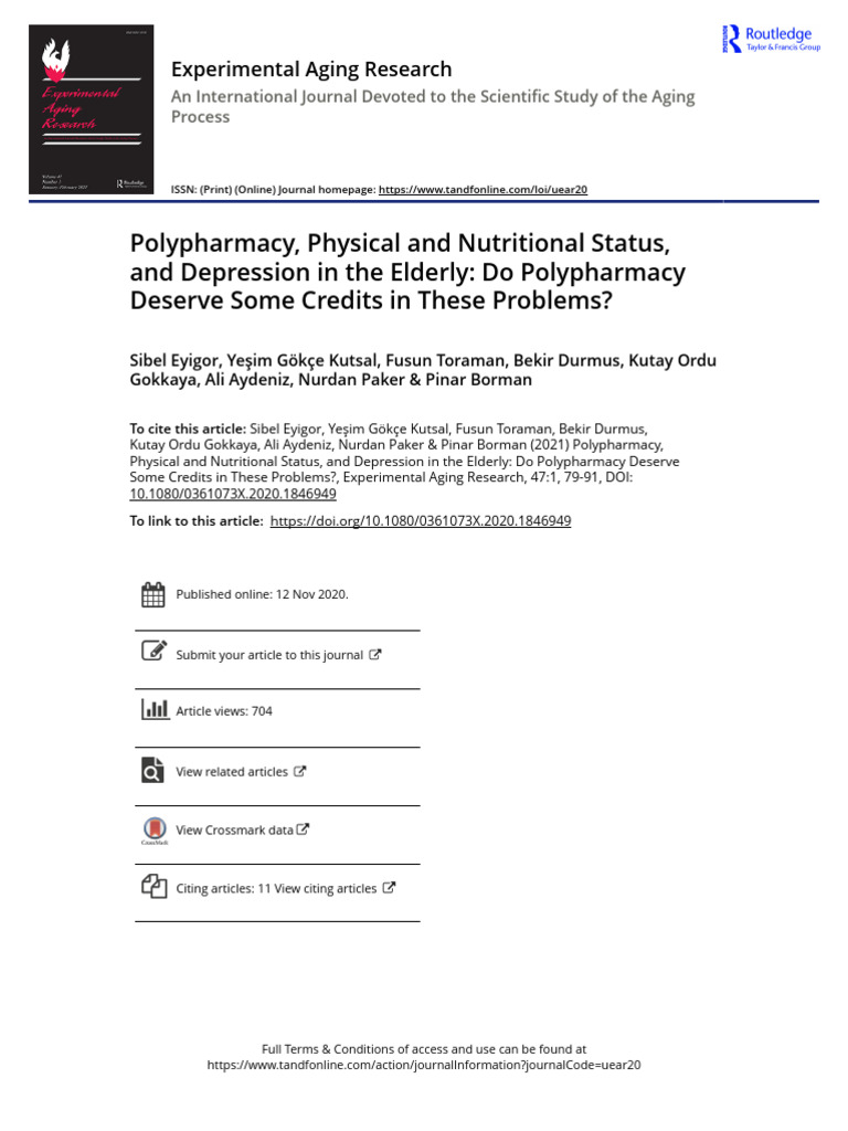 Polypharmacy Physical and Nutritional Status and Depression in The ...