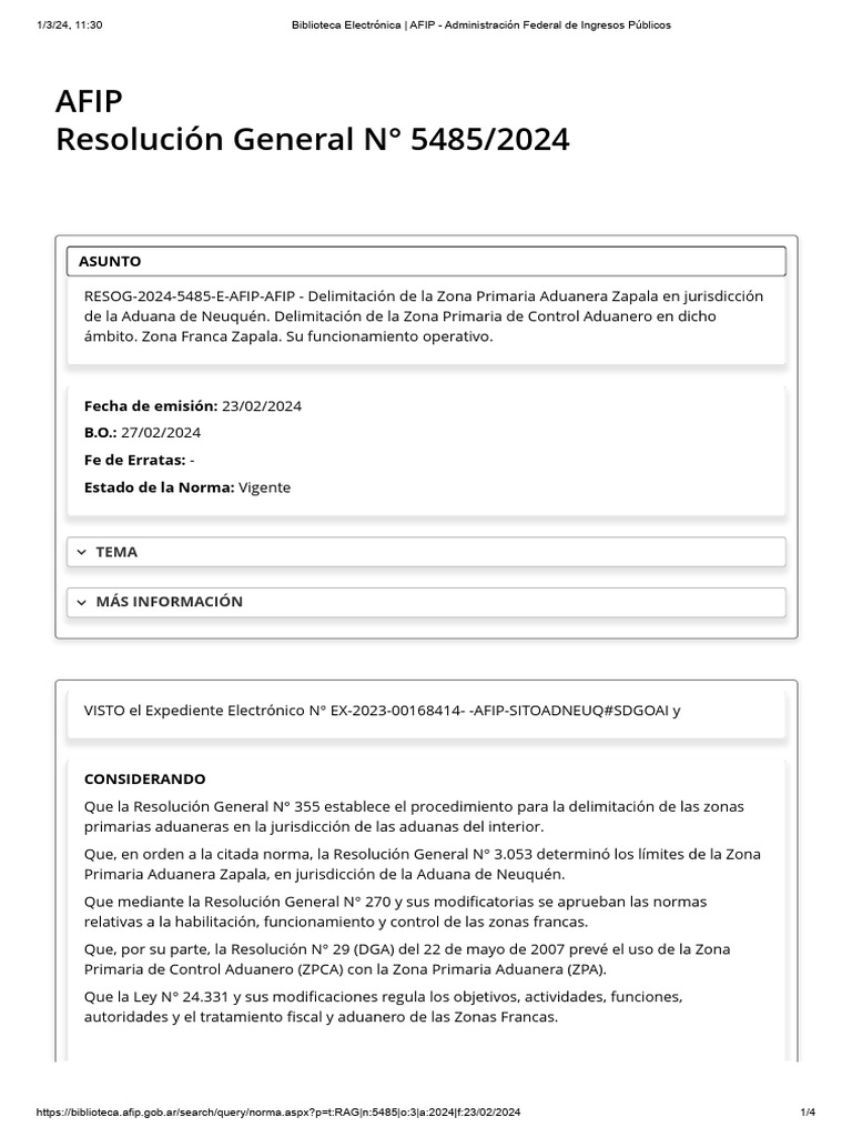 RG 5485-2024 | PDF | aduana | Gobierno