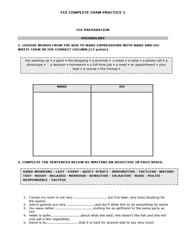 Fce Complete Exam Practice 1 Pdf Water