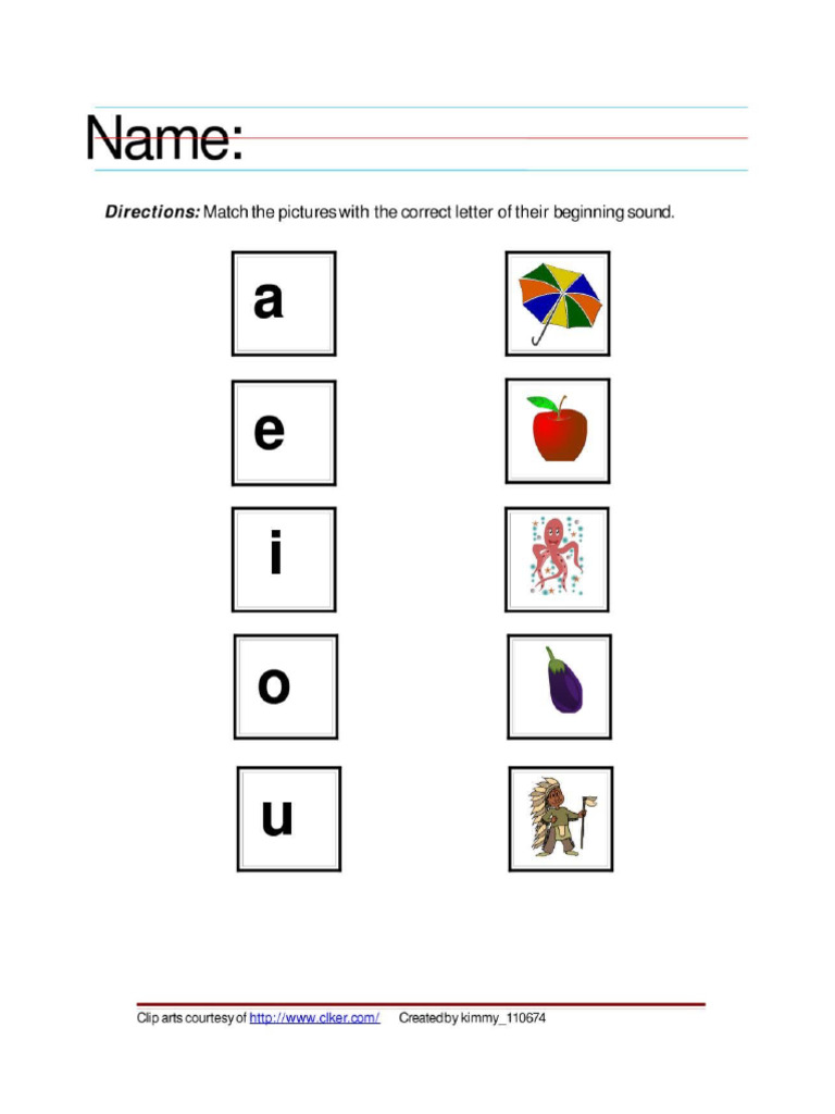 Vowels Beginning Sound | PDF