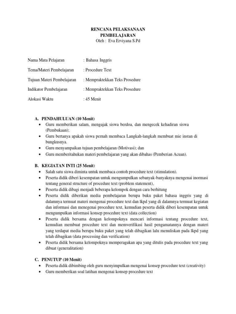 RPP Bing | PDF | Karier & Perkembangan