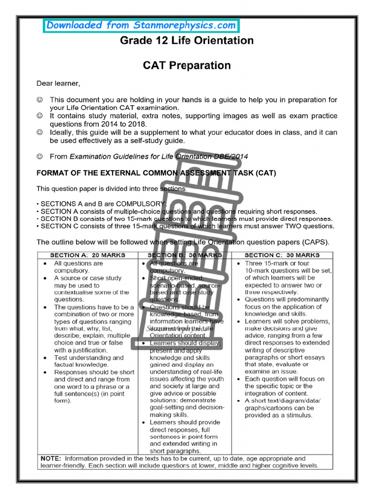 2020 Grade 12 Life Orientation Summary | PDF