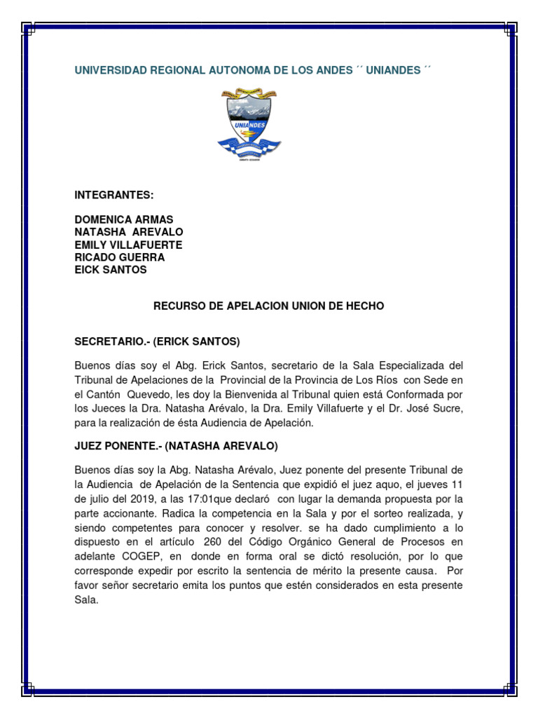 Recurso de Apelacion Union de Hecho | PDF | Derecho