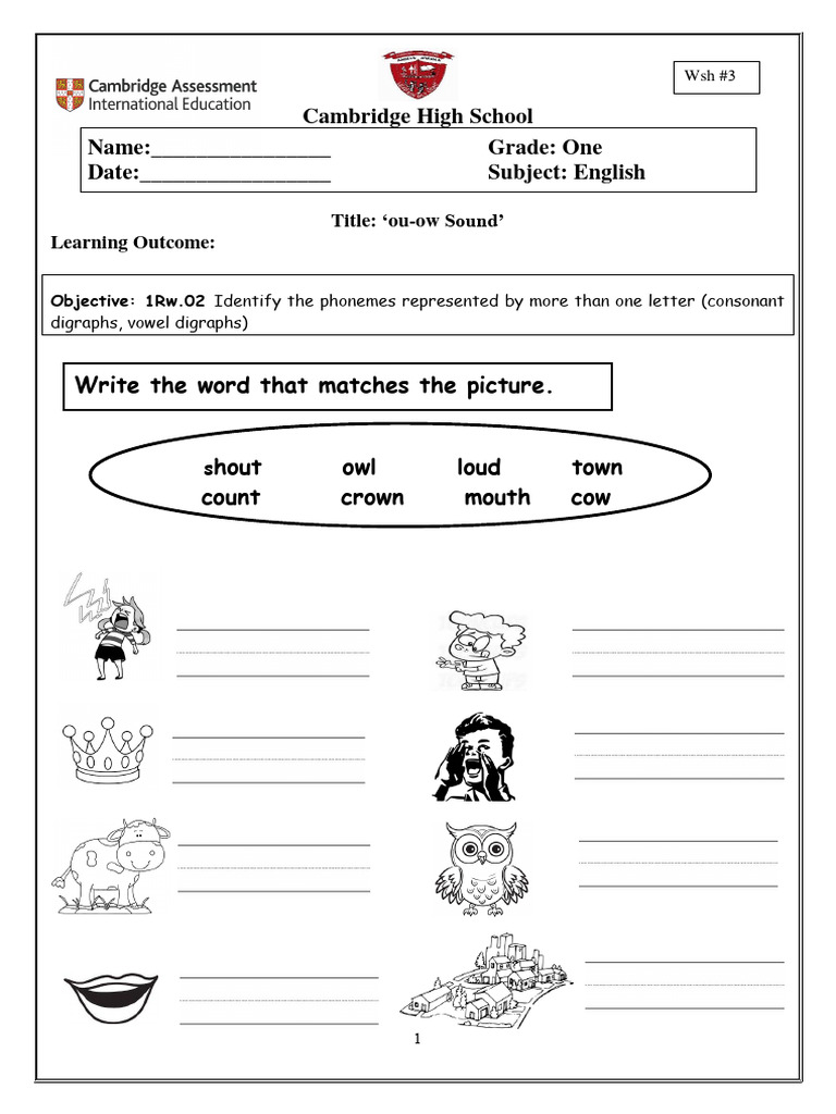 G1 Spelling, (Ou-Ow Sound) | PDF