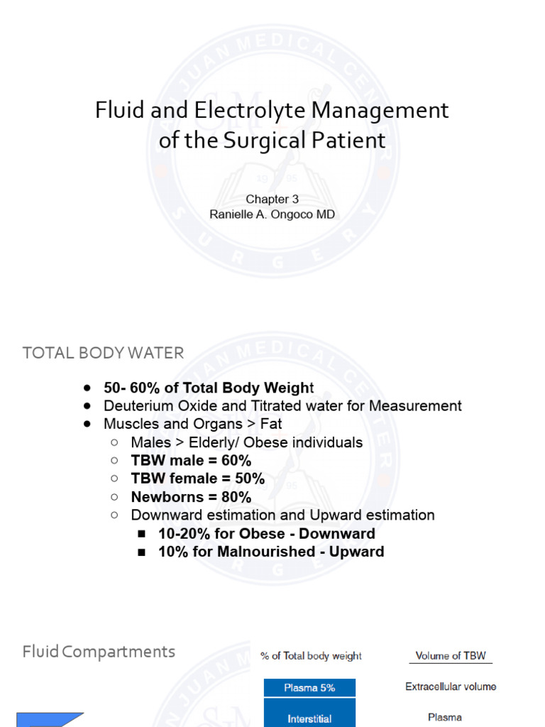 Fluid and Electrolyte Management of The Surgical Patient | PDF ...