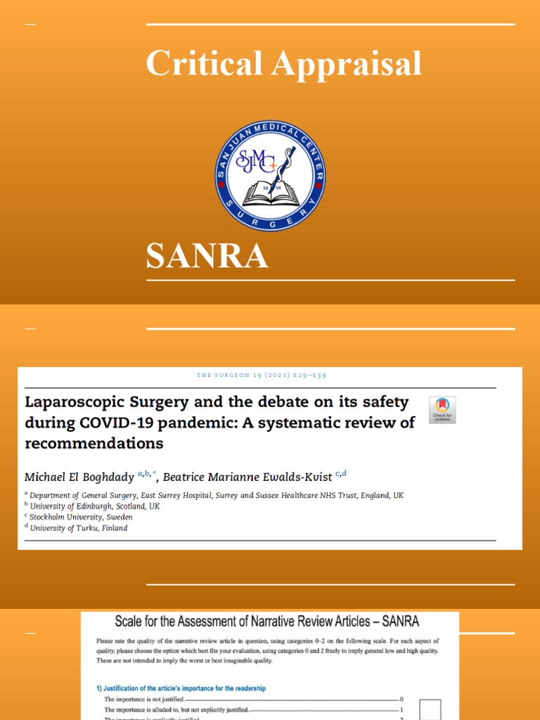 Critical Appraisal | PDF | Systematic Review | Methodology