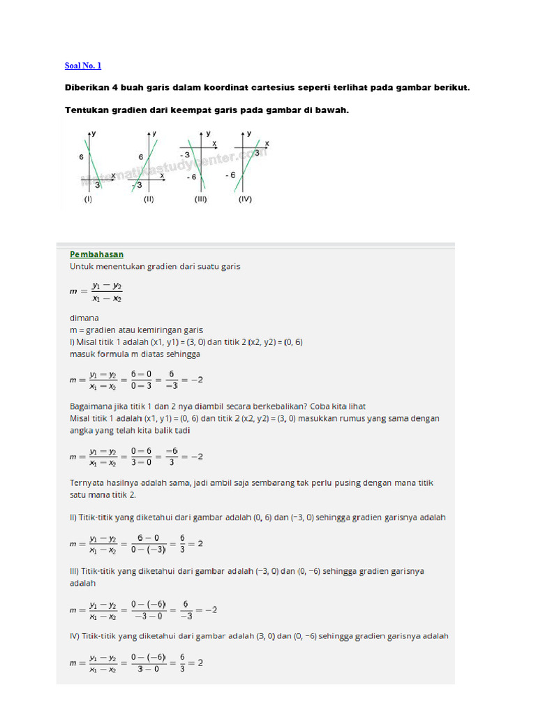 Soal Gradien dan Persamaan Garis | PDF