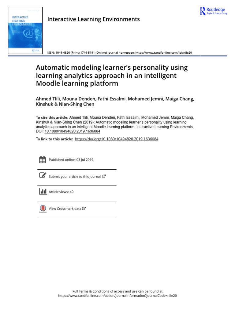 Automatic Modeling Learners Personality Using Learning Analytics Approach in An Intelligent ...