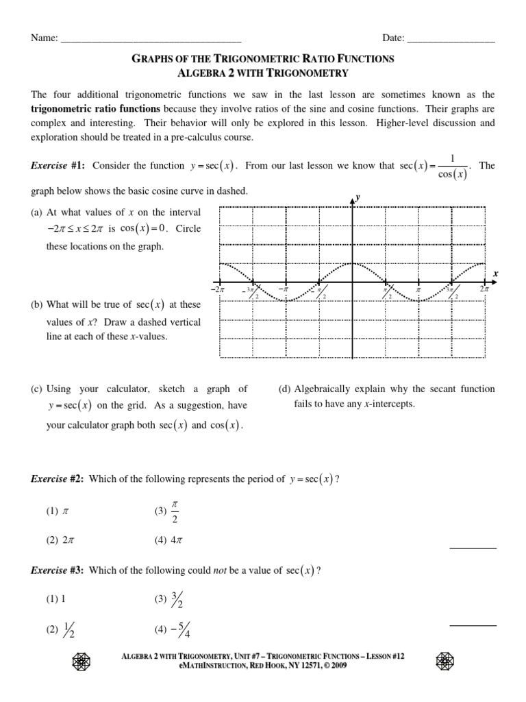 Aphs of The Trigonometric Ratio Functions | PDF | Trigonometric Functions | Trigonometry