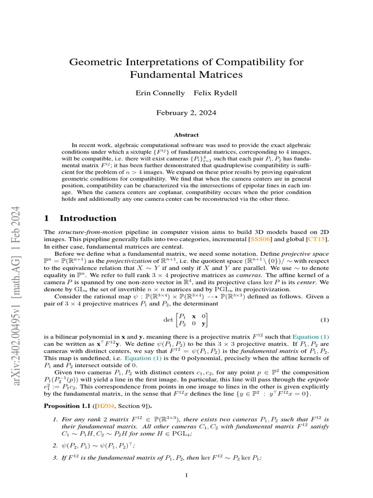 Geometric Interpretations of Compatibility For Fundamental Matrices | PDF