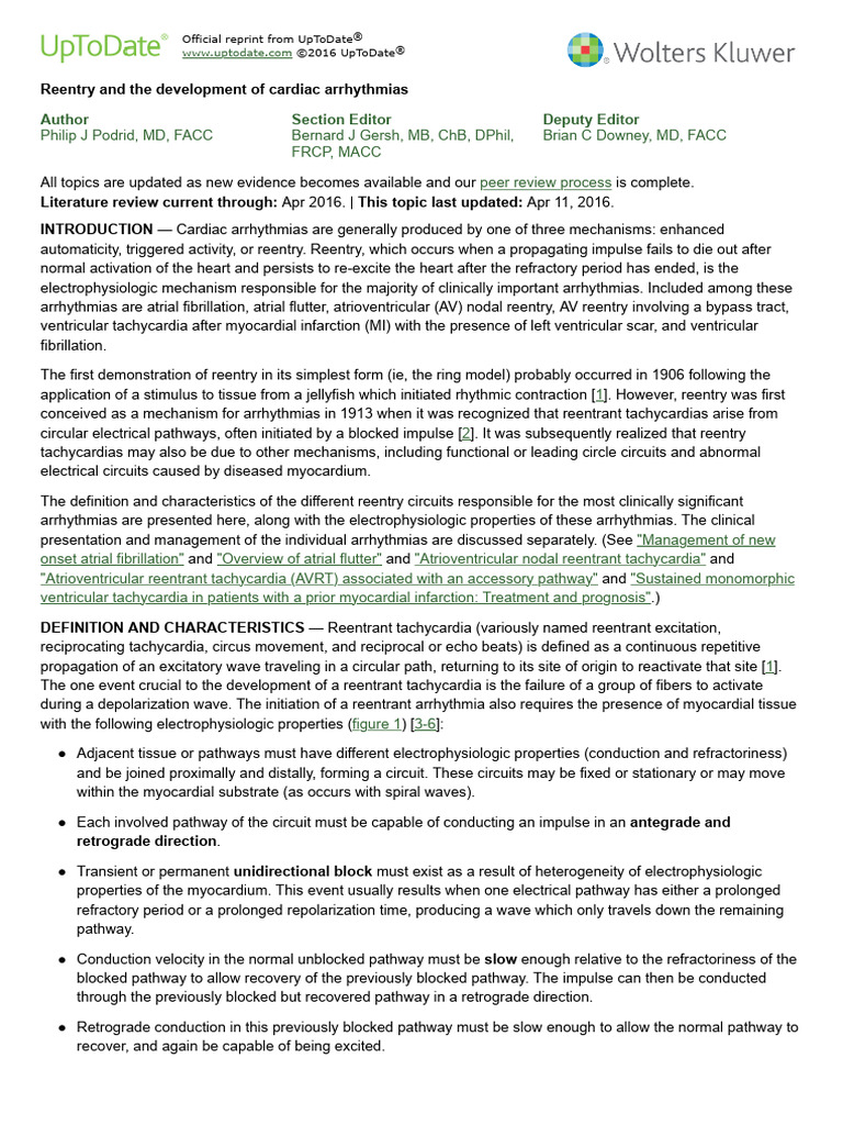 Reentry and The Development of Cardiac Arrhythmias | PDF