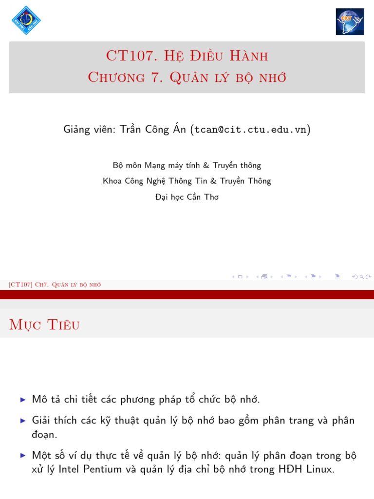 (CT107) Ch7 - Quan Ly Bo Nho | PDF